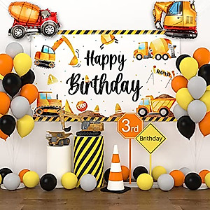 Construction Birthday Party Decorations Supplies, Construction Theme Tablecloth Backdrop, 2 Foil Balloons, Balloon garland Party Decor for Kids Boys