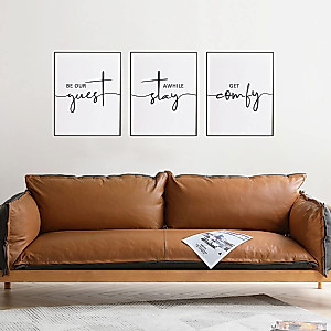 Guest Room Wall Art Be Our Guest Stay Awhile Get Comfy Over The Bed Sign Wall Decor Bedroom Artwork Pictures New Home Decor UNFRAMED 11x14inch