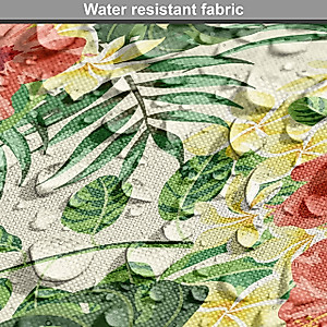 Ambesonne Tropical Fabric Material by The Yard, Exotic Floral Pattern with Plumeria Hibiscus Monstera Palms and Leaves, Decorative Accent for DIY Hobby Upholstery Projects and Home, 1 Yard, Red Yellow