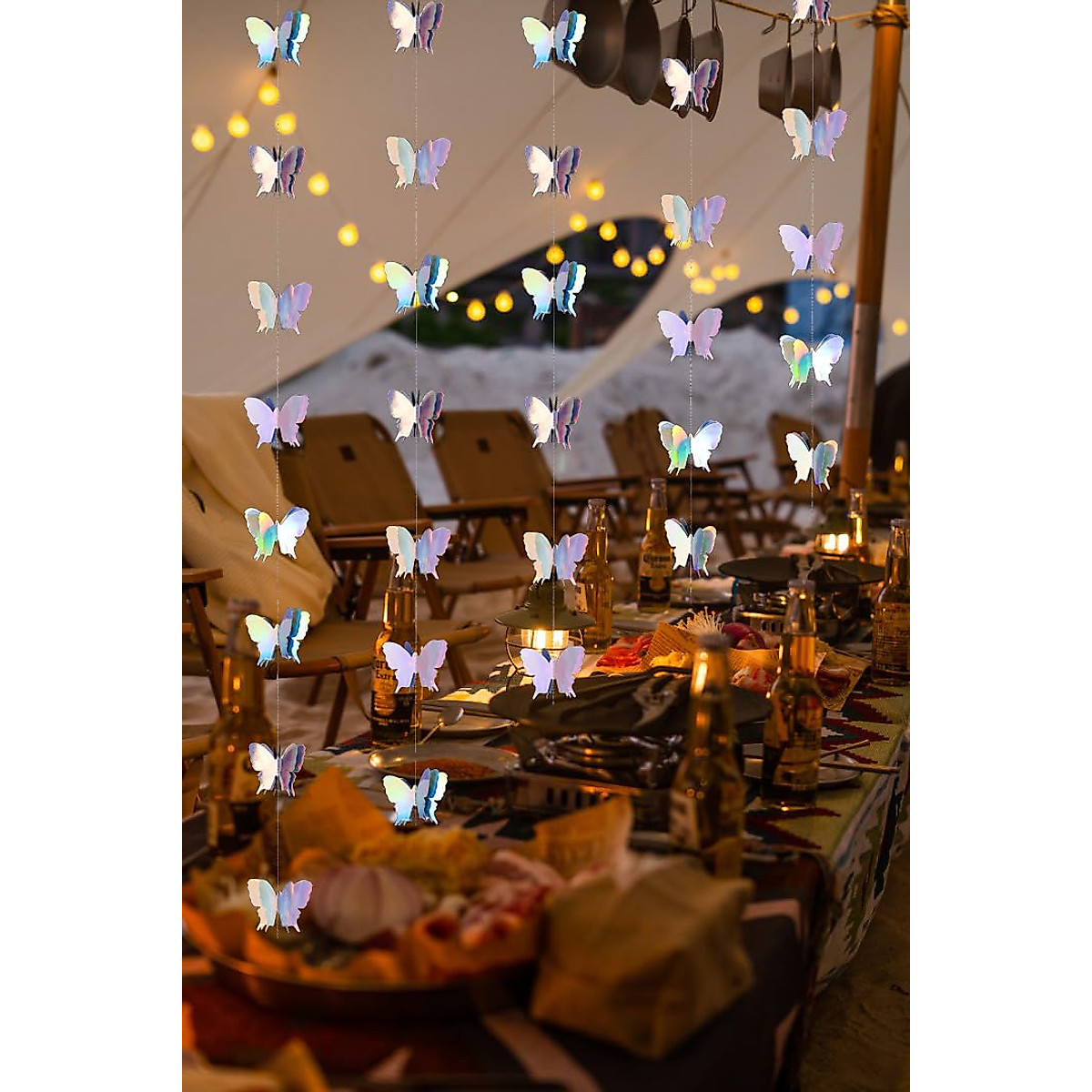 Goresory 4Piece Butterfly Hanging Garlands 3D Laser Butterfly Streamers Decoration for Wedding Birthday Party Bridal Shower Decorations (Laser)