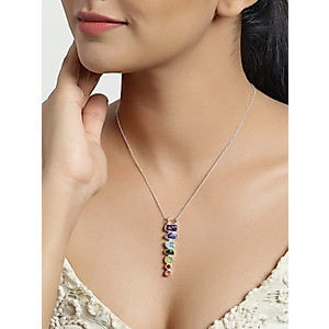 YoTreasure Chakra Healing Gemstone Solid 925 Sterling Silver Chain Pendant Necklace Jewelry