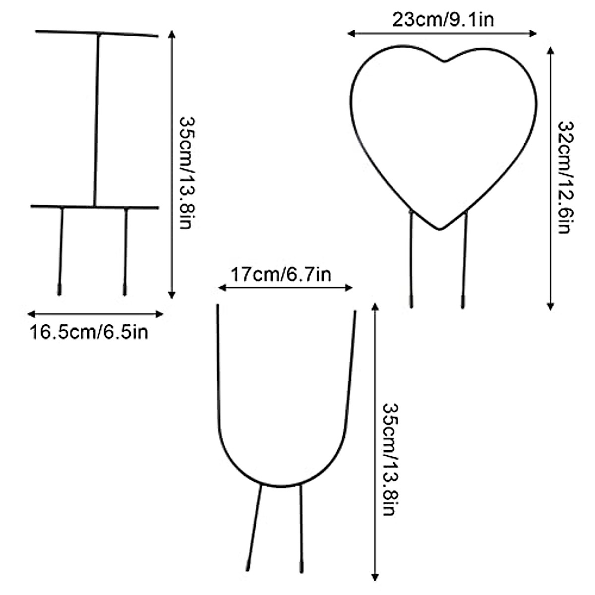 3 Pcs Plants Climbing Holder Rack I Love U Shape Metal Iron Climbing Plant Frame for Vines Ivy Roses