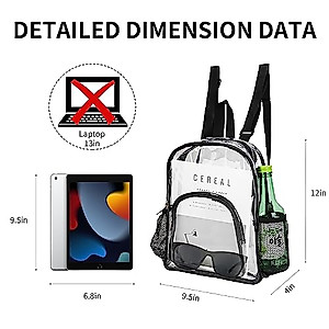 KTUCPRY Clear Mini Backpack with Size12×9.5×4,Stadium Approved Clear PVC Waterproof Mini Backpack for Concert Sport Events Work Travel (Black)