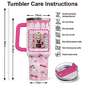 GEPOSTORE Valentines Gifts for Him Her, Horror Character 40 Oz Tumbler with Handle, Scary Tumblers Cup, Movie Characters Mug, Gifts for Movies Fan