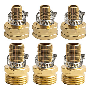 Xiny Tool Hose Repair Connectors with Claps, 5/8" Aluminum Garden Hose Repair Kit, Female and Male Hose Connectors & Fitting with Stainless Steel Clamp, 3 pack