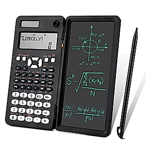 LINGSFIRE Dual Power Scientific Calculator with Writing Tablet, 2 Line Display and 349 Arithmetic Functions Financial Calculator School Supplies for High School Students Financial Business College