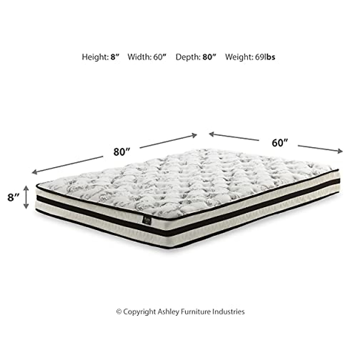 Signature Design by Ashley Chime 8 Inch Firm Hybrid Mattress, CertiPUR-US Certified Foam, Queen