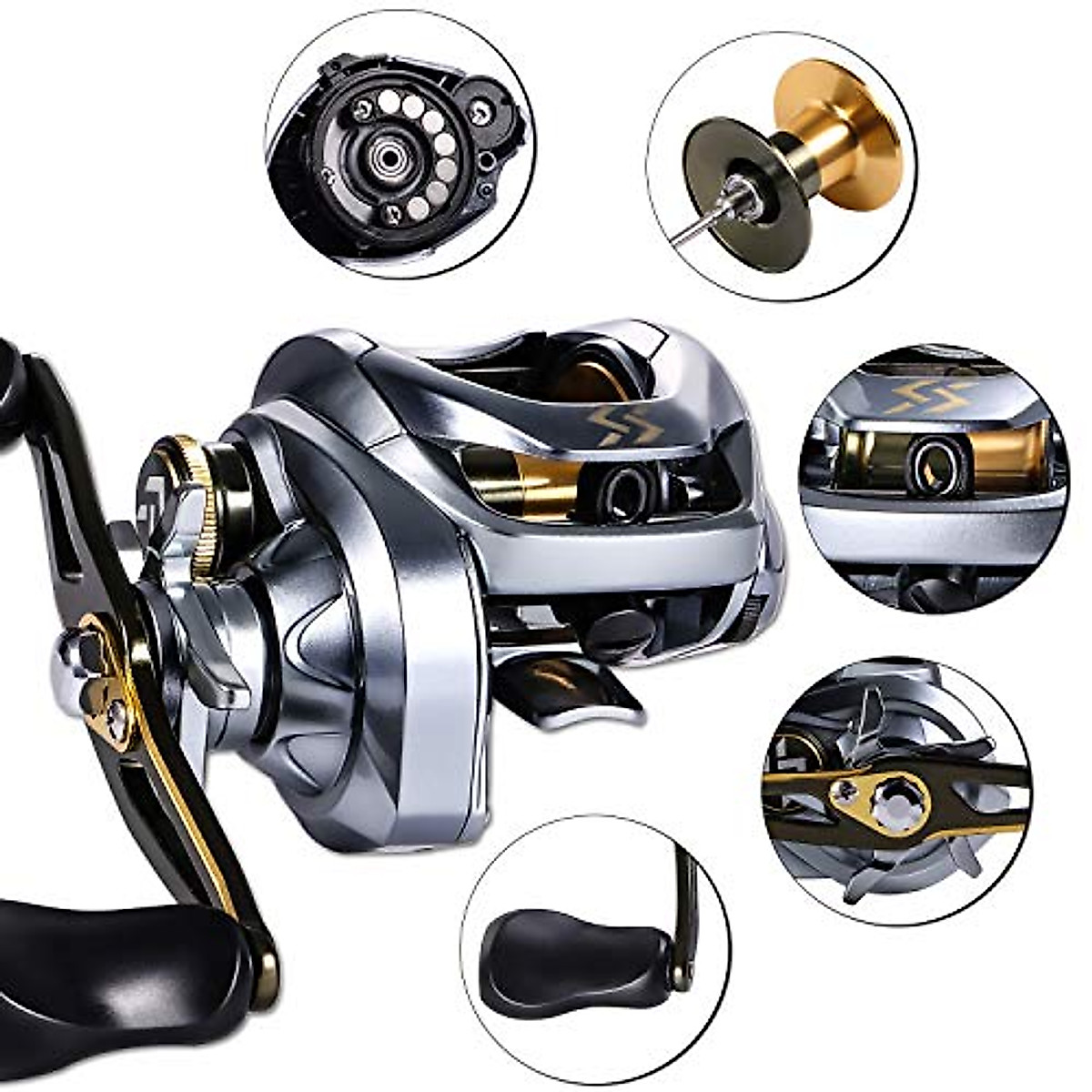 Sougayilang Baitcasting Reel, 17.64 LB Drag Powerful Baitcasters,11+1 Shielded Stainless-Steel Ball Bearings Baitcast Fishing Reels