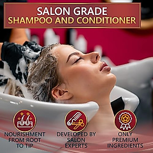Keratin Shampoo and Conditioner Set with Hyaluronic Acid - Sulfate Free Intense Moisturizing Treatment - For Strengthening Dry and Damaged Hair - For Women and Men - Salon Grade