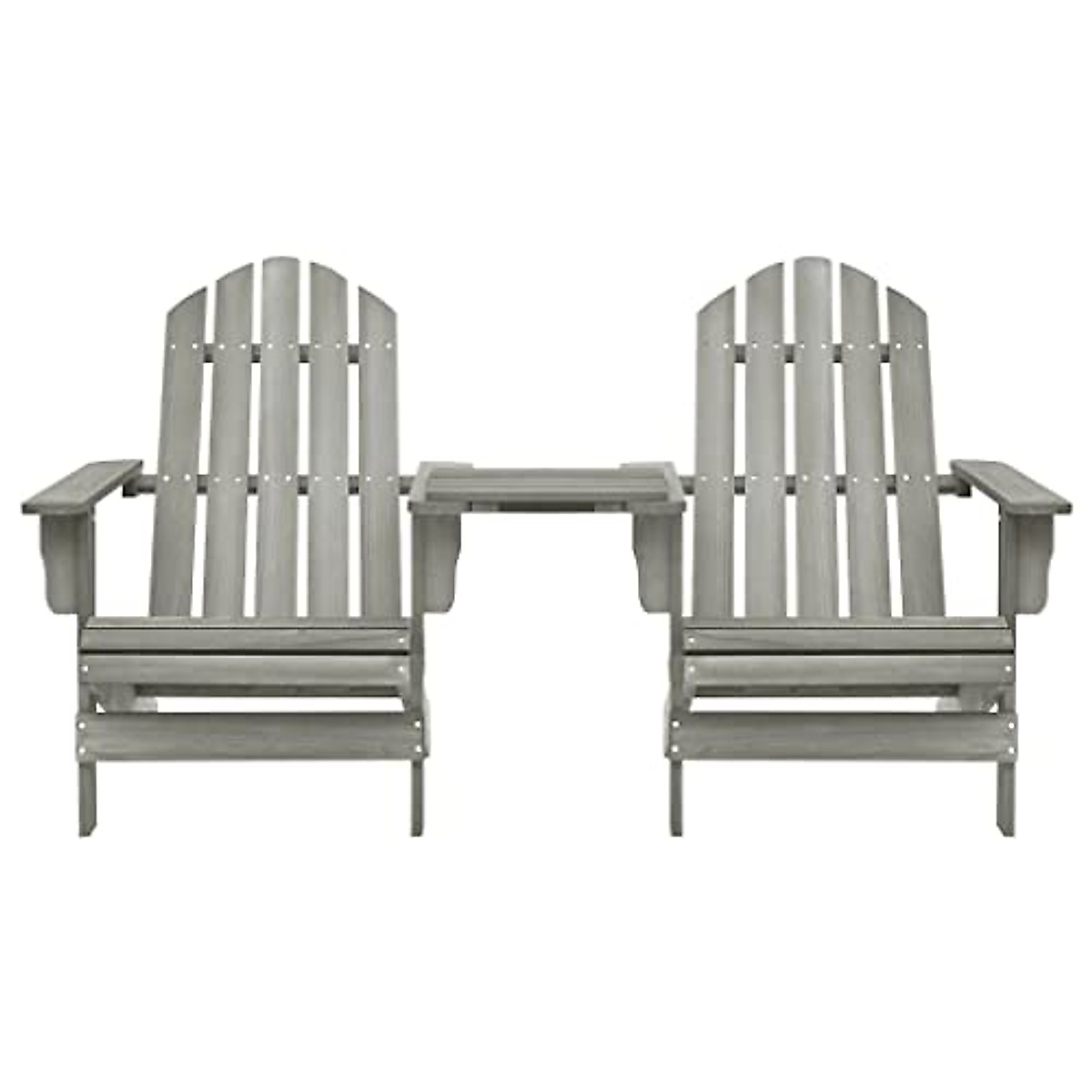 Tidyard Patio Adirondack Chairs with Tea Table Solid Wood Fir Gray Outdoor Fire Pit Chair Wooden Garden Armchair for Porch Pool Lawn Deck Backyard Balcony Outdoor