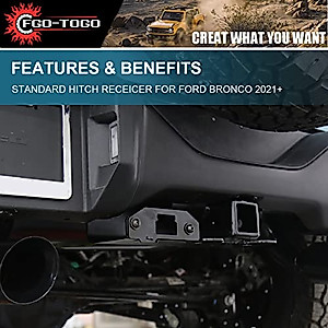 for 2021 2022 2023 Ford Bronco 2'' Trailer Tow Hitch Hook,Class 3 Hitch Receiver for Ford Bronco Accessories 2021 2022 2023 2/4 Door Heavy Duty Steel Trailer Hitch Tow Hook 2-Inch Receiver Hitch