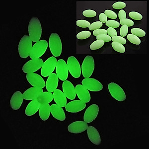 OROOTL Glow Beads Fishing Saltwater, 100pcs Hard Plastic Luminous Fishing Beads Green White Fish Beads Assortment Oval Egg Bead Lures Sea Fishing Tool