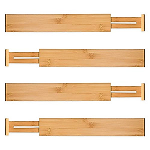 DICOBEE Bamboo Kitchen Drawer Dividers Organizers, (Large (17"-22")) Expandable Drawer Organizer, Adjustable Bamboo Dividers For Kitchen Drawers, Dresser, Bedroom, Bathroom, and Office, 4 Pack