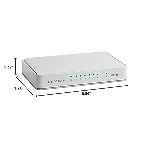 NETGEAR 8-Port Gigabit Ethernet Unmanaged Switch (GS208) - Desktop, Ethernet Splitter, Silent Operation, Plug-and-Play