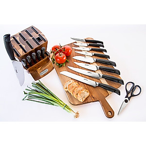 ZYLISS Control Wooden Knife Block - Kitchen Cutlery Storage - Knife Block Without Knives - 16 Slots With Steak Holders
