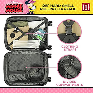 FUL Disney Minnie Mouse 25 Inch Rolling Luggage, Textured Hardshell Suitcase with Wheels, Gold, (FCFL0061-270)