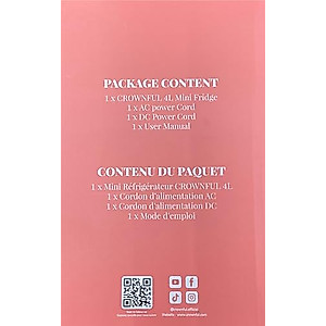 CROWNFUL Mini Fridge, 4 Liter/6 Can Portable Cooler and Warmer Personal Fridge for Skin Care, Cosmetics, Food,Great for Bedroom, Office, Car, Dorm, ETL Listed (Black)