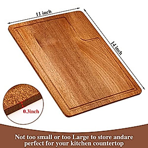 12 Pcs Wood Cutting Board Bulk Kitchen Chopping Boards Rectangular Cutting Board with Juice Groove Large Wooden Cutting Board for Kitchen Meat Cheese Bread Vegetables (Acacia Wood, 14 x 11 Inch)