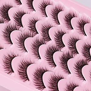 Lashes Natural Look Wispy Fasle Eyelashes 12mm Short Faux Mink Eyelashes Cat Eye Fluffy Strip Lashes Pack by Zegaine 16 Pairs
