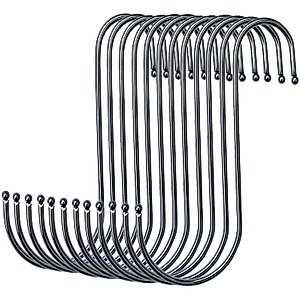 GOTOONE S Hooks Hanging Metal Hook (12 Pack) Stainless Steel Large 6 Inch with Round Stopper Non Slip for Closet Clothes Plants Cups Towels Tools Ornament (Silver)
