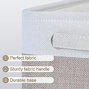 Araierd Storage Baskets for Organizing, Fabric Closet Baskets,Foldable Decorative Baskets for Organizing(15" x 11" x 9.5" -Pack of 4)(White & Khaki)