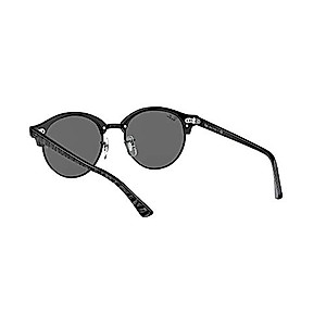 Ray-Ban RB4246 Clubround Round Sunglasses, Wrinkled Black On Black/Dark Grey, 51 mm