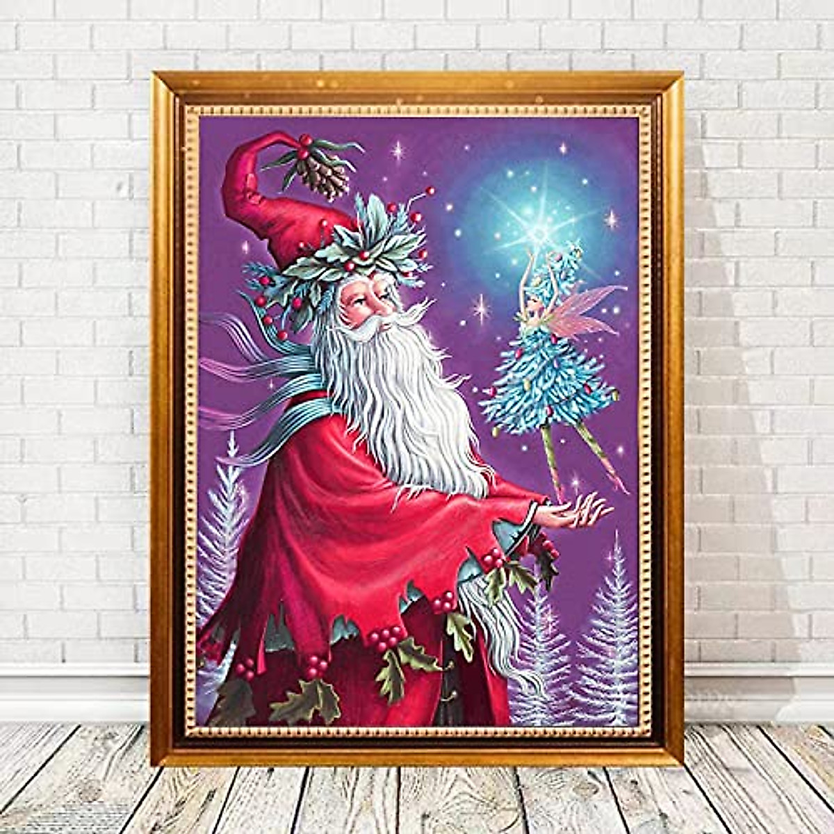 Maripabon 5D Painting by Numbers Kits for Adult Santa Claus Blessed Angel Full Diamond Round Diamond DIY Embroidery Arts Craft for Home Wall Decor, 11.8x15.7 Inch