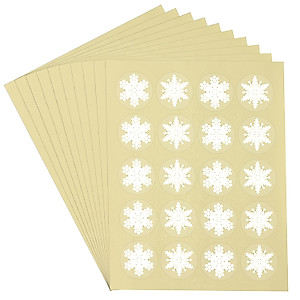 Containlol 800 Pcs 1inch Christmas Snowflakes Stickers Round Circle White Self Adhesive Clear Snowflakes Label Stickers Xmas Winter Envelope Cookie Gift Candy Snow Bag Book Seals Decoration,40 Sheets
