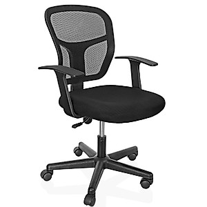 SUPER DEAL Ergonomic Desk Chair Mesh Computer Chair with Armrests, Height Adjustable, 360° Swivel Home Office Task Chair, Black