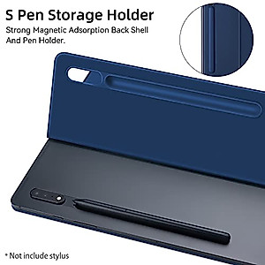 Syndrruce Magnetic Case for Samsung Galaxy Tab S7 Plus/S7 FE/S8 Plus 12.4 Inch, Slim Lightweight Protecitve Cover with S Pen Holder for Samsung Tablet S7 Plus/ S7 FE/ S8 Plus 12.4" (DarkBlue)