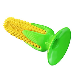 Dog MART Dog Chew Toy, Durable Corn-Shaped Toy for Teeth Cleaning, Squeaky Toothbrush, Toy for Agressive Chewer - Ideal for Agressive Small and Medium Dogs