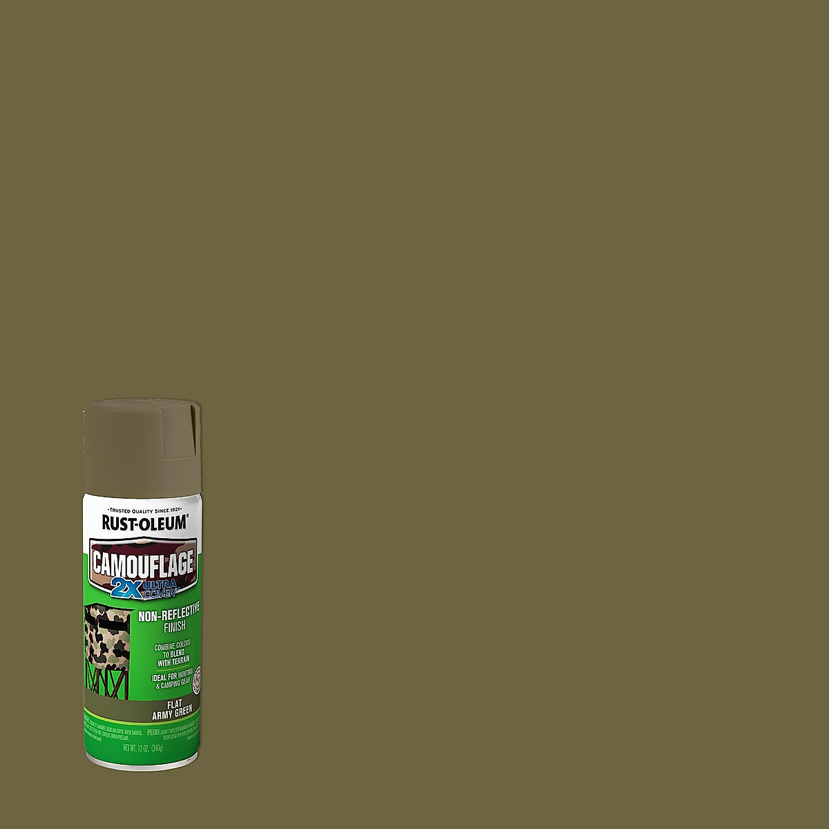 Rust-Oleum 279176 Camouflage 2X Ultra Cover Spray Paint, 12 oz, Army Green