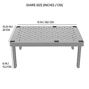 Level Collection Stackable, Kitchen Cabinet and Pantry Organizer, Modular Shelves- Set of 4 Shapes (Gray)