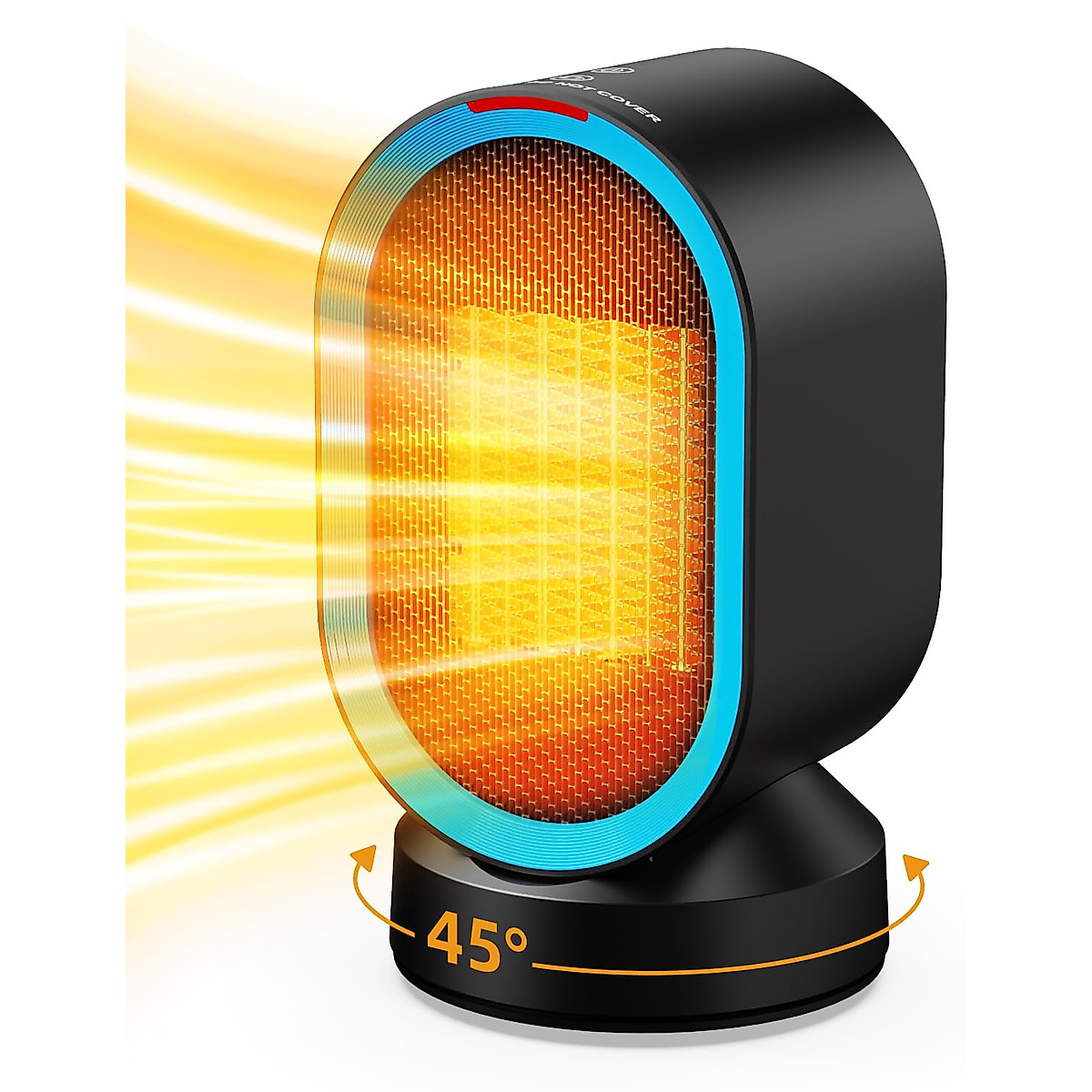 TABYIK Space Heater Indoor, Portable Heater 45° Oscillating Fast Electric Heater with 7 Safety Protections Small Space Heaters for Indoor Use Office Desk Home (Black)