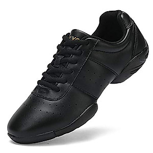 DADAWEN Adult & Youth White Cheerleading Shoes Sport Training Tennis Sneakers Competition Cheer Shoes Black US Size 7/EU Size 38