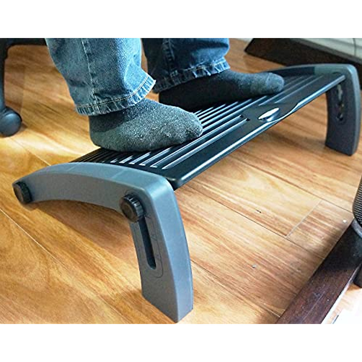 Max Smart Footrest Under Desk - Adjustable Foot Rest - Ergonomic Foot Stool with 4 Tilt Locked Angles, No Rocking, Premium Quality for Home, Office, Standing Desk (Black/Gray)