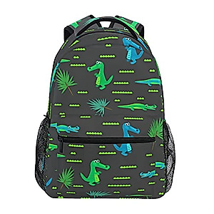 Krafig Cartoon Crocodile Animal Boys Girls Kids School Backpacks Bookbag, Elementary School Bag Travel Backpack Daypack