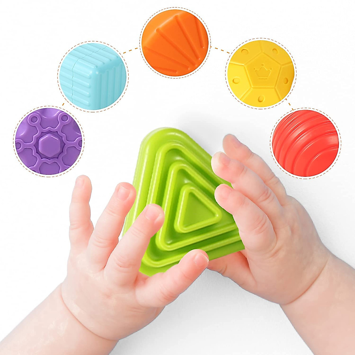 Tiyol Shape Sorter One Year Old Toys, Developmental Montessori Learning, Storage Cube Bin & 6 Sensory Shape Blocks, Fine Motor Skills, Birthday Gifts Toddler Boy Girl Age 1 2 3 (+6 Ocean Balls)