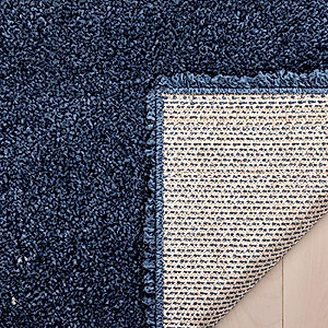 Well Woven Frederik Dark Blue | Thick Nordic Shag | Solid Color Area Rug 5x7 (5'3" x 7'3")