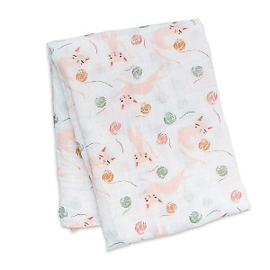 lulujo Baby Swaddle Blanket| Unisex Softest 100% Cotton Muslin Swaddle Blanket| Neutral Receiving Blanket for Girls & Boys | 47in x 47in Kitty