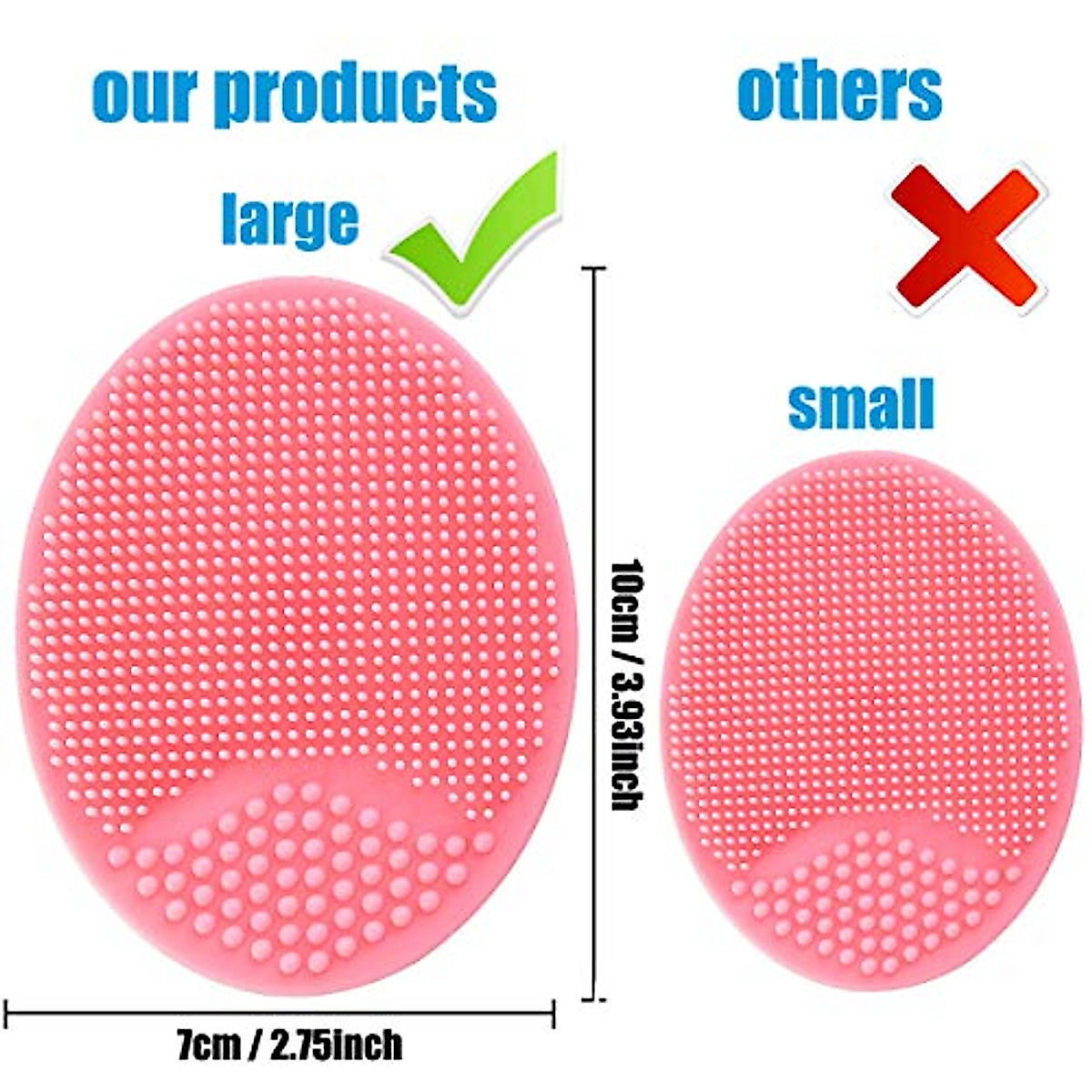 Baby Bath Brush, Baby Cradle Cap Brush, Silicone Massage Brush, Silicone Scrubbers Exfoliator Brush | The Baby Skin Scrubbers Baby Essential for Dry Skin, Cradle Cap and Eczema (Large-Pink & Rose Red)