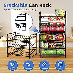 Simple Trending Can Rack Organizer, Stackable Can Storage Dispenser Holds up to 36 Cans for Kitchen Cabinet or Pantry, Black