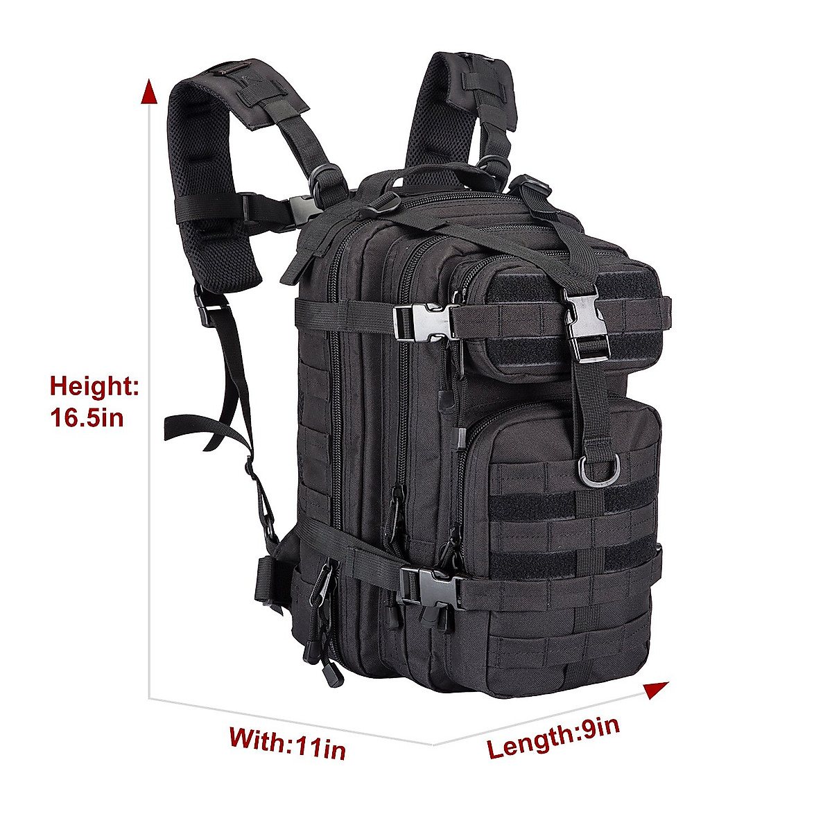 Small 30L Rucksack Pack for Outdoors, Hiking, Camping, Trekking, Bug Out Bag, Travel, Military & Tactical Army Molle Assault Backpack With US Flag Patch