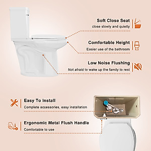 17.5" Extra Tall Toilets, 12" Rough-in Tall Toilet | Toilets For Bathrooms Comfort Height Elongated, 1.28gpf Single Flush Two Piece Toilet Extra High Toilets For Seniors & Disabled & Pregnant Women