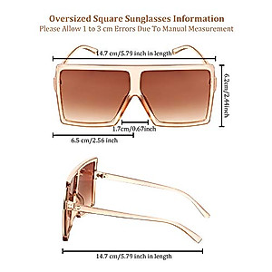 Frienda 3 Pieces Oversized Square Sunglasses Flat Top Fashion Oversized Shades for Women