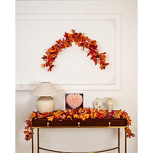 DuHouse 7Pack Fall Maple Leaves Garland 6Ft Hanging Artificial Fall Garland Autumn Leaves Vine for Halloween Thanksgiving Christmas Home Outdoor Decoration