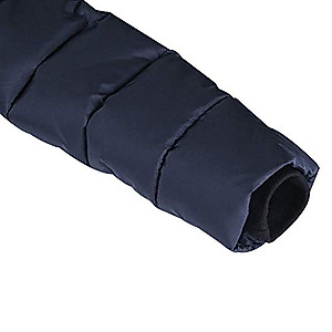 BINACL Women's Winter Warm Thickened Long Coat with Detachable Faux Fur Hood Outwear Zip Up Cotton Jacket with Pockets (Navy,XXL)