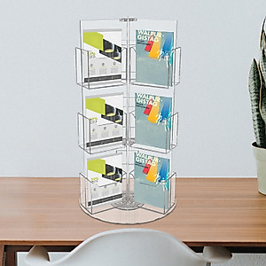 WUPYI Rotating Display Stand,3 Tier 12 Pocket Spinning Acrylic Business Card Holder Tabletop Greeting Cards Display Stand for Office Retail Trade