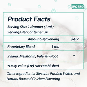 IPOTAO Cat Melatonin - Cat Calming Products for Stress & Anxiety Relief, Melatonin for Cats' Sleep Aid, Cat Relaxer Calming Drops, Support Restful Sleep for Your Cat, 1 fl oz