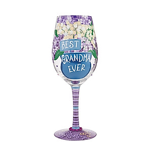 Enesco Designs by Lolita Best Grandma Ever Hand-Painted Artisan Wine Glass, 15 Ounce, Multicolor